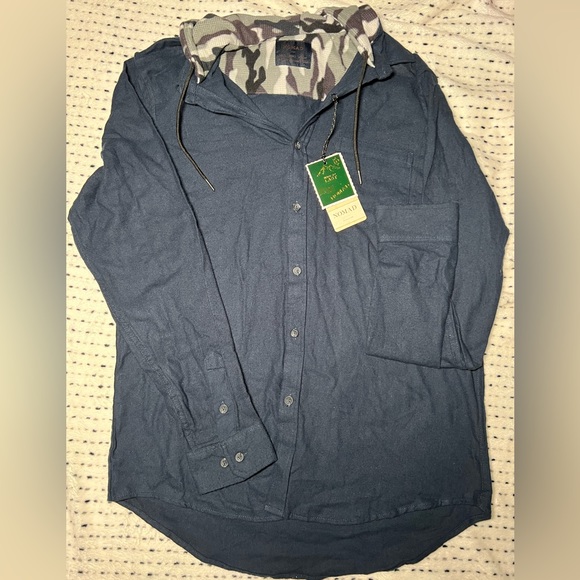 Nomad | Jackets & Coats | Craft Flow Nomad Cotton Flannel Waffle Knit Hood Navy Blue And Camo ...